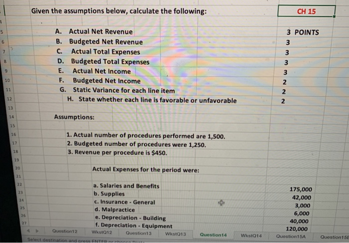 Solved Given the assumptions below, calculate the following: | Chegg.com