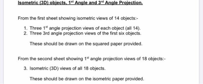 Solved Isometric (3D) objects, 1st Angle and 3rd Angle | Chegg.com
