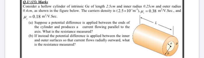 Solved 01/013) Marks Consider a hollow cylinder of intrinsic | Chegg.com