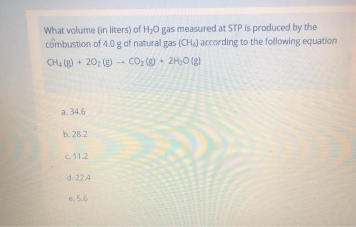 Solved What volume (in liters) of H20 gas measured at STP is | Chegg.com