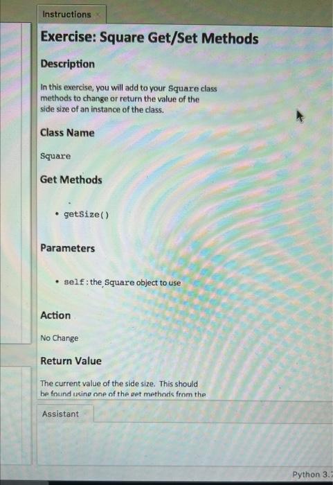 Solved Exercise: Square Get/Set Methods Description In this | Chegg.com