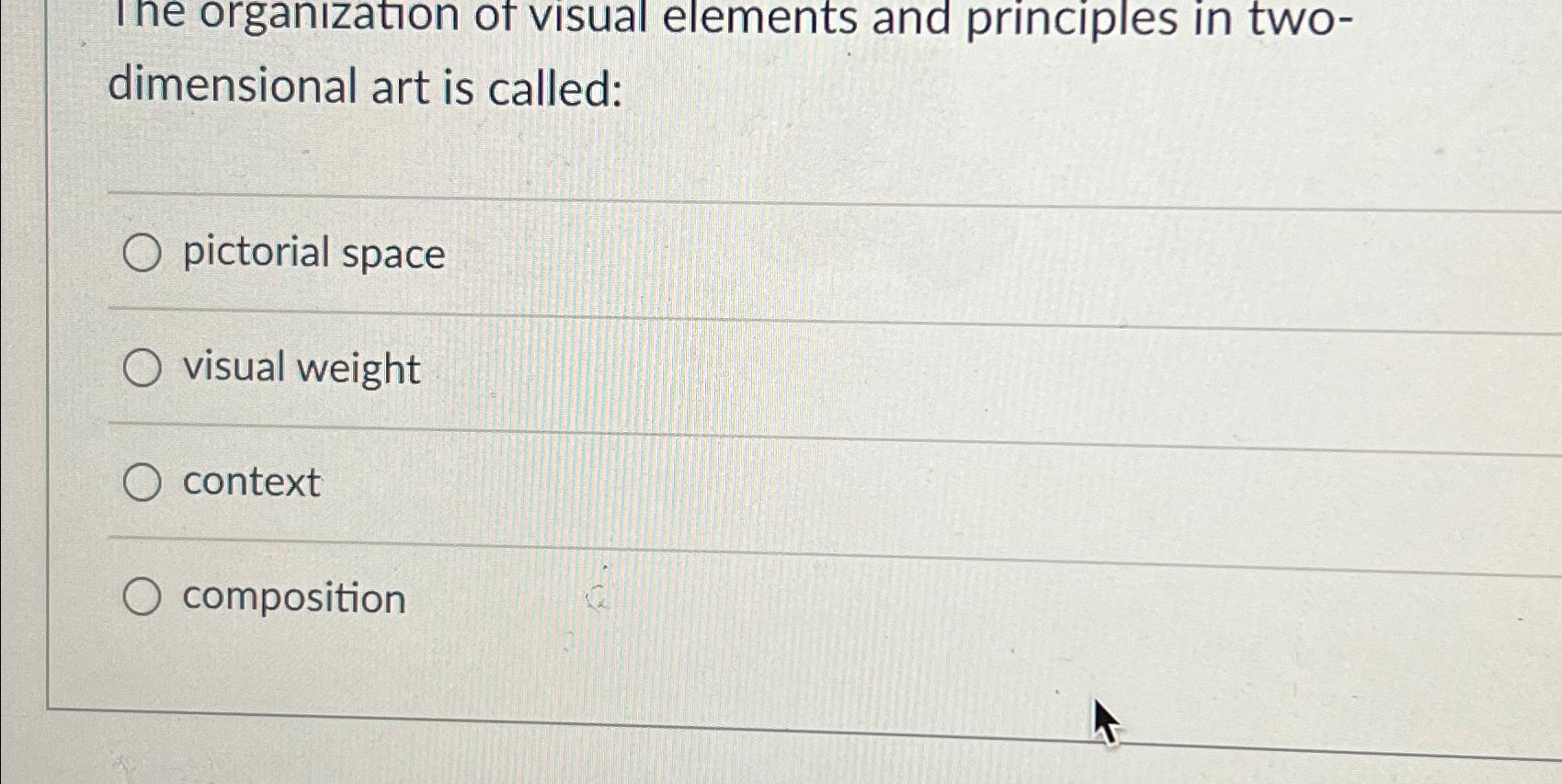 Solved Ine organization of visual elements and principles in | Chegg.com