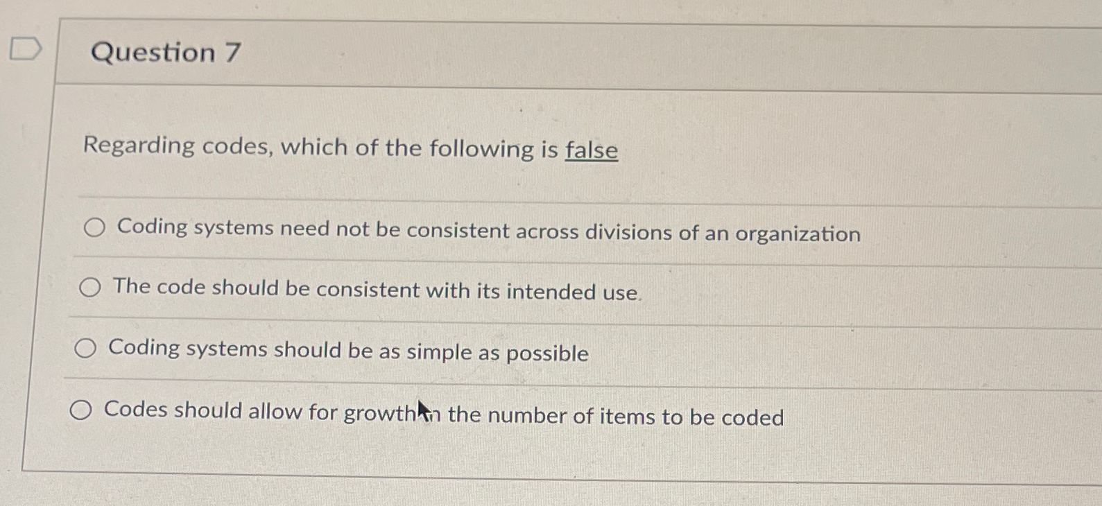 Solved Question 7Regarding codes, which of the following is | Chegg.com