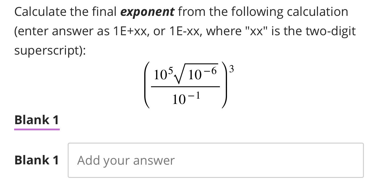 Solved Calculate the final exponent from the following | Chegg.com