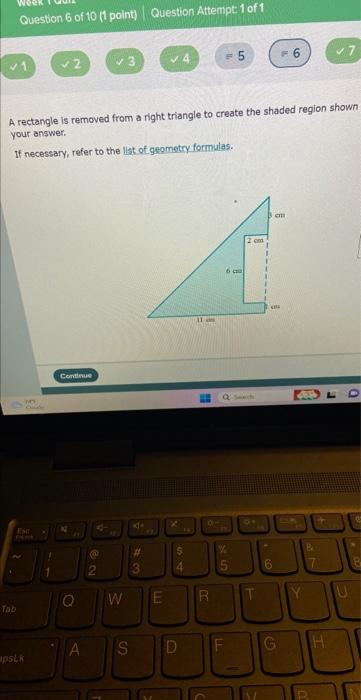 Solved A rectangle is removed from a right triangle to | Chegg.com