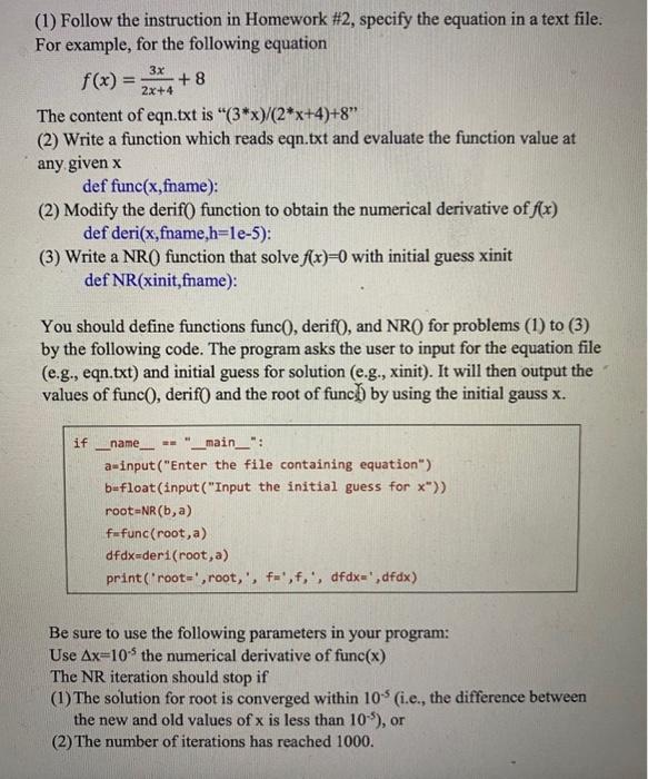 Solved (1) Follow the instruction in Homework \#2, specify | Chegg.com
