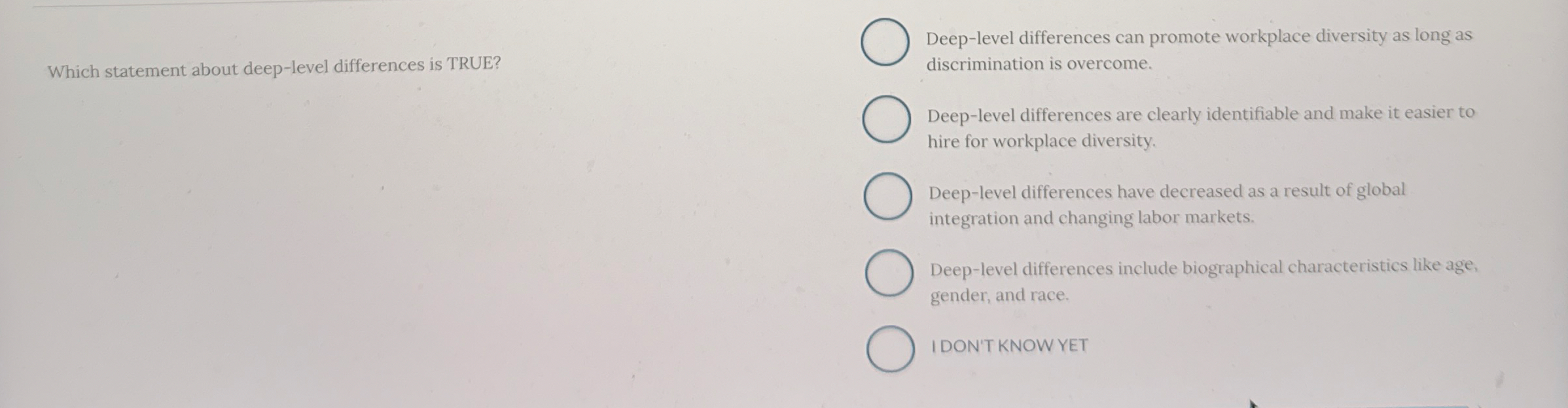 Solved Which statement about deep-level differences is | Chegg.com
