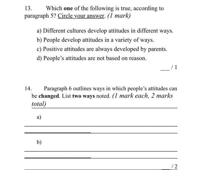 Attitudes and Attitude Formation Paragraph 5 How are | Chegg.com