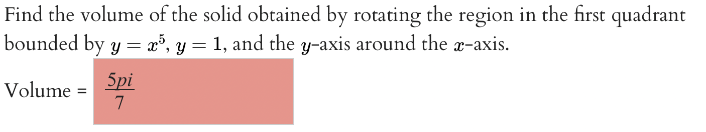Solved Find the volume of the solid obtained by rotating the | Chegg.com