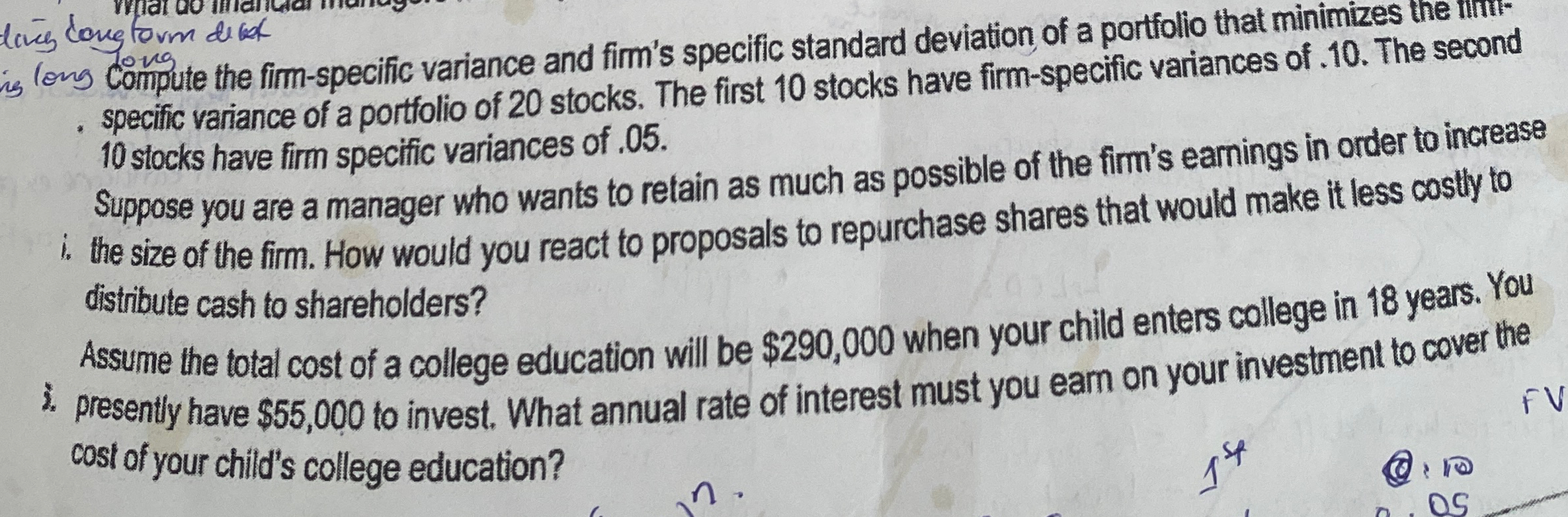 Solved compute the firm-specific variance and firm's | Chegg.com