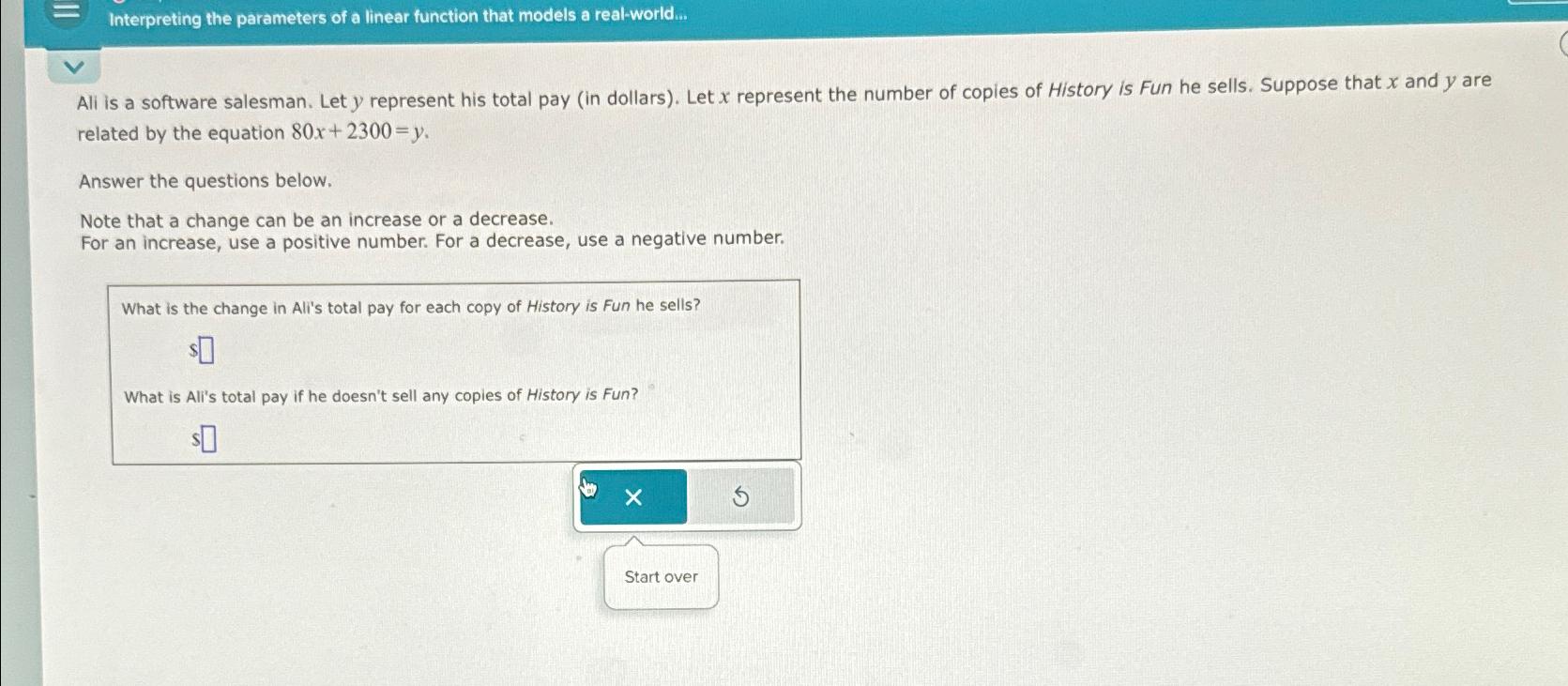 Solved Interpreting the parameters of a linear function that | Chegg.com