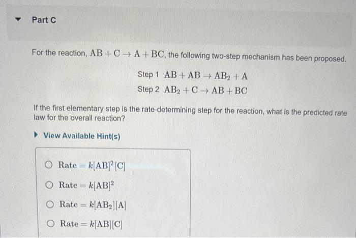 Solved The following three-step mechanism has been proposed | Chegg.com