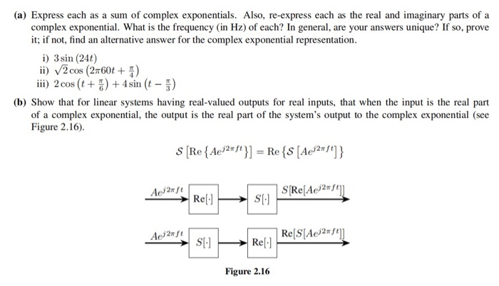 (a) Express each as a sum of complex exponentials. | Chegg.com