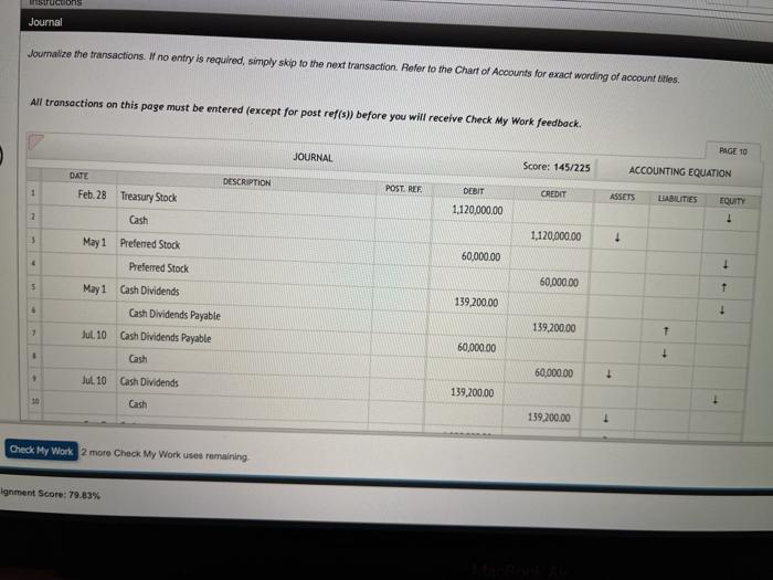 Solved aro Journal Instructions Selected transactions | Chegg.com