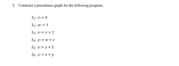 2. Construct a precedence graph for the following | Chegg.com