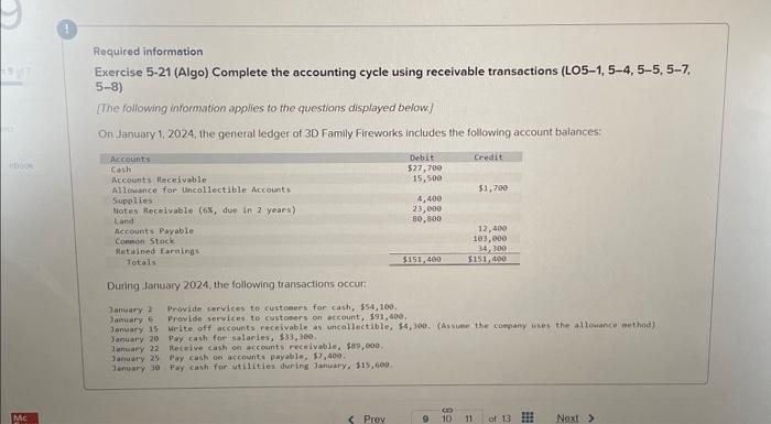 Solved Required information Exercise 5-21 (Algo) Complete | Chegg.com