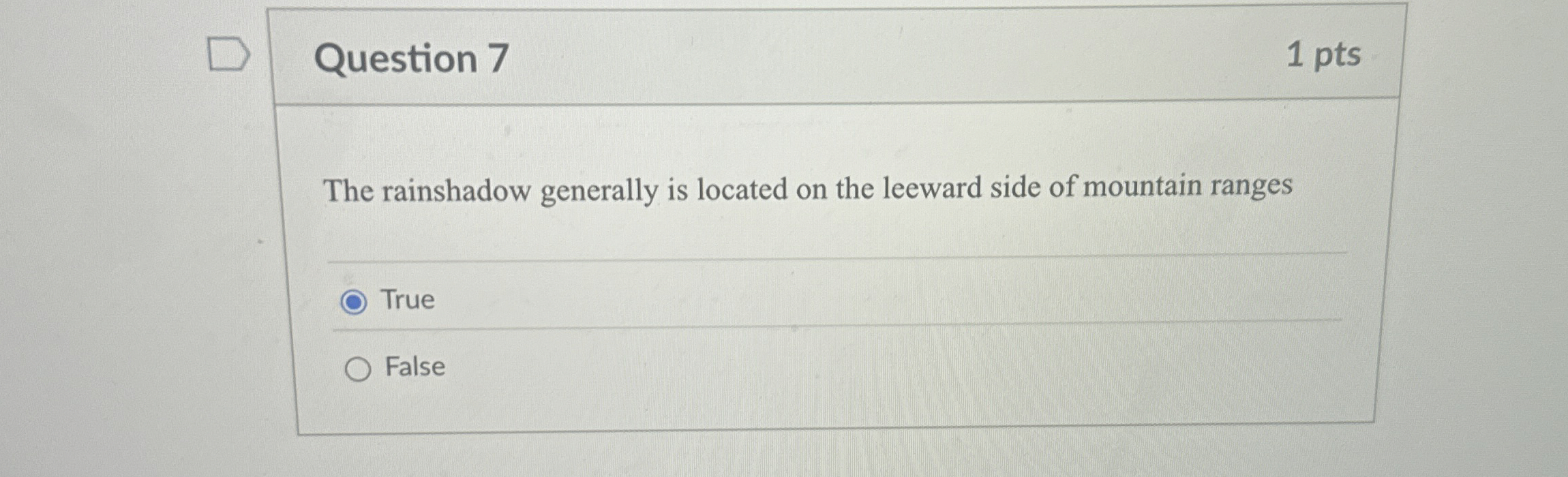 Solved Question 71 ﻿ptsThe rainshadow generally is located | Chegg.com