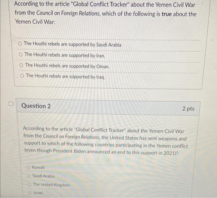 Solved According to the article "Global Conflict Tracker" | Chegg.com