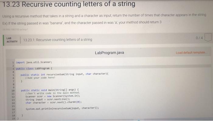 Solved 13.23 Recursive counting letters of a string Using a | Chegg.com