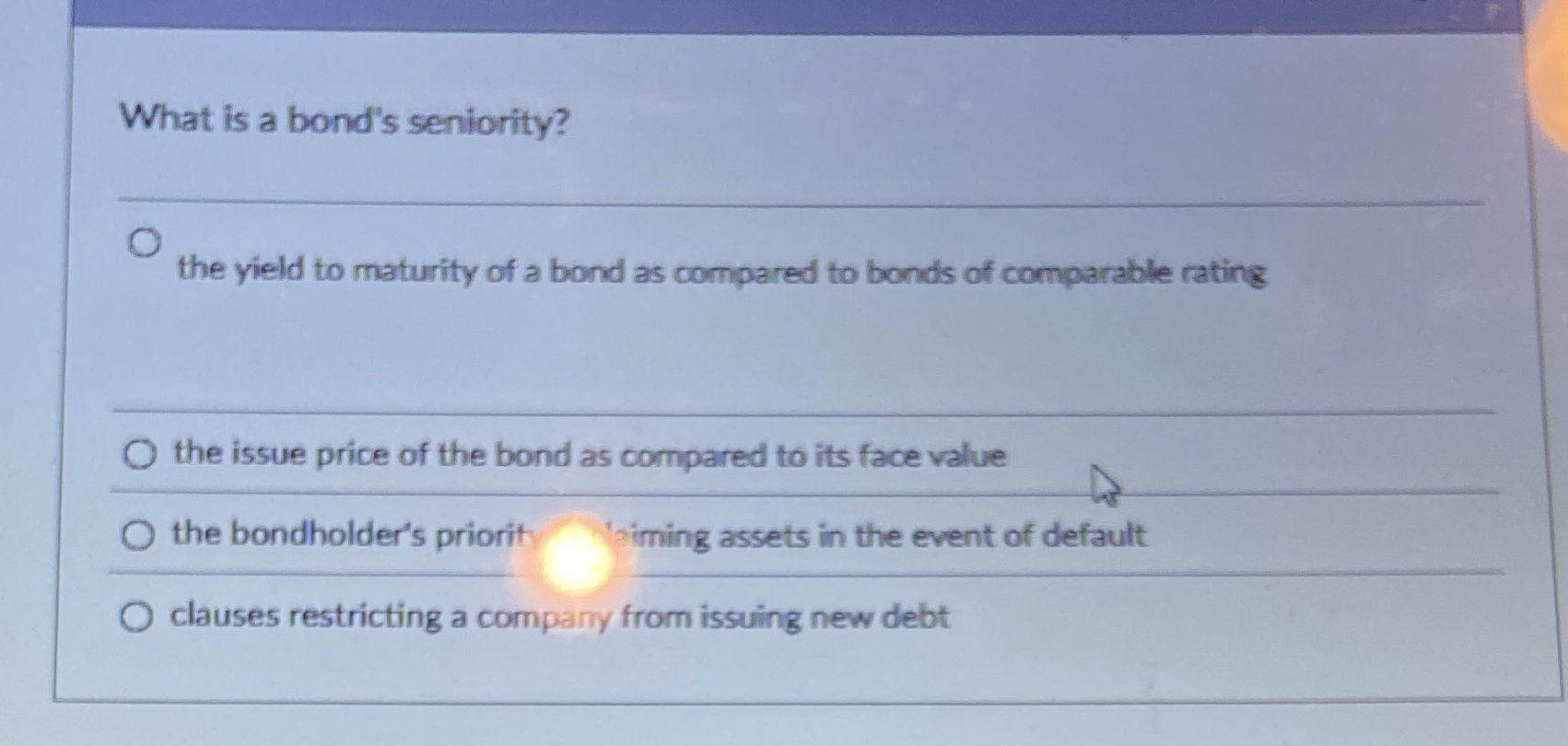 Solved What is a bond's seniority?q,the yield to maturity of | Chegg.com