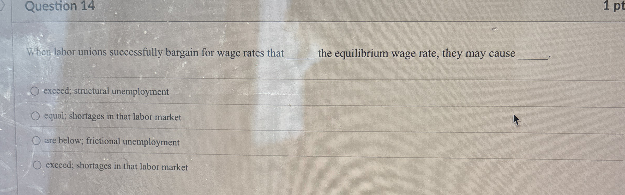 Solved Question 14When labor unions successfully bargain for | Chegg.com