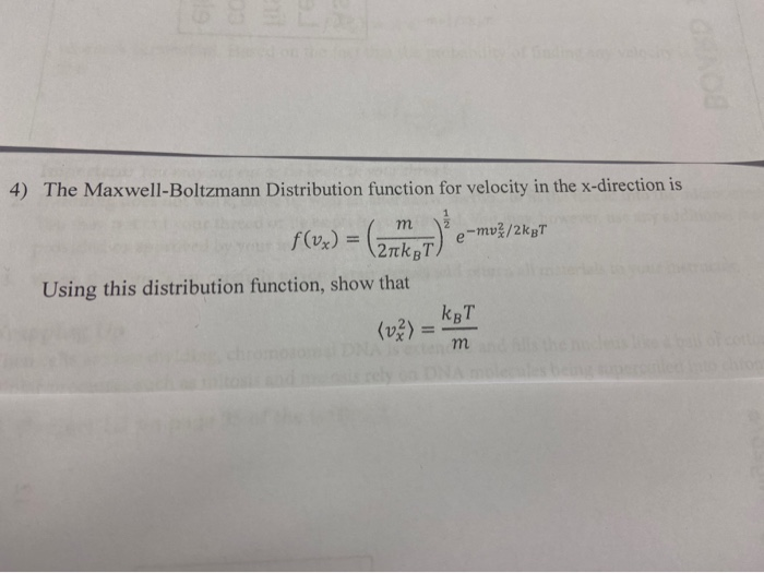 Solved 4) The Maxwell-Boltzmann Distribution function for | Chegg.com