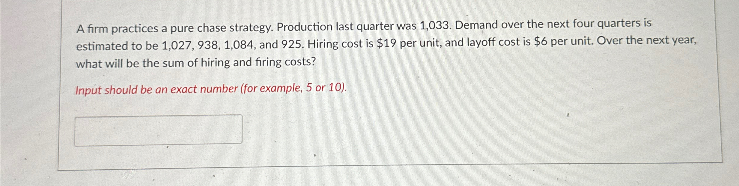 Solved A firm practices a pure chase strategy. Production | Chegg.com