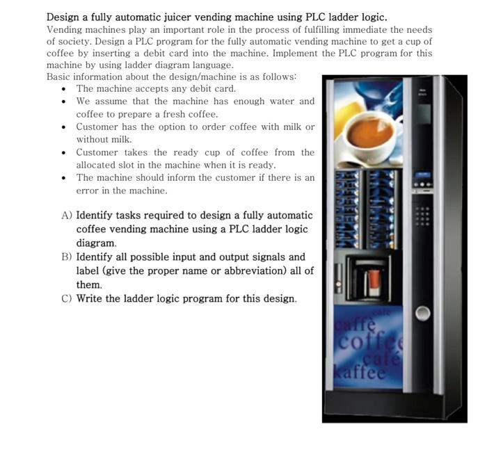 Design a fully automatic juicer vending machine using | Chegg.com