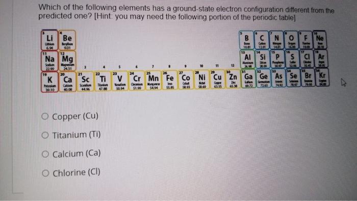 Solved Which of the following elements has a ground-state | Chegg.com