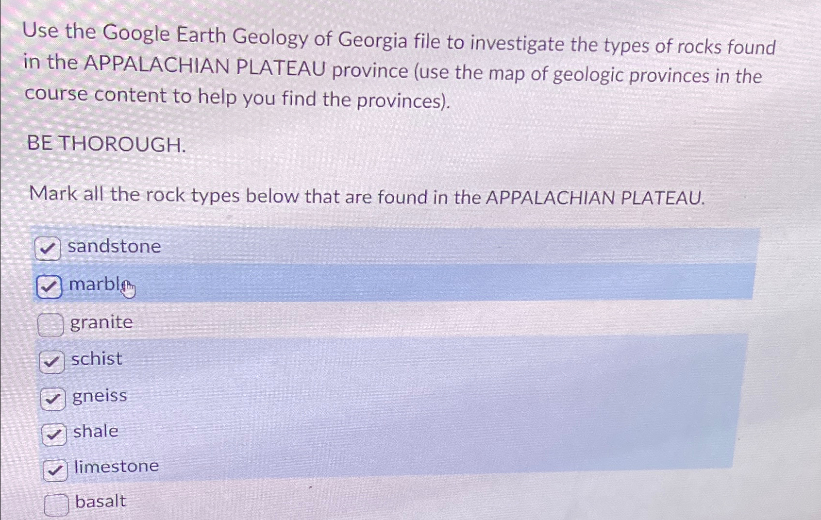 Solved Use the Google Earth Geology of Georgia file to | Chegg.com