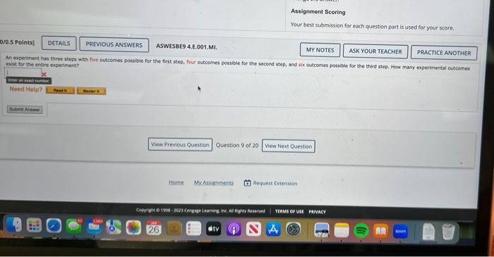 Solved Af experiment has three stept with five outcomes | Chegg.com