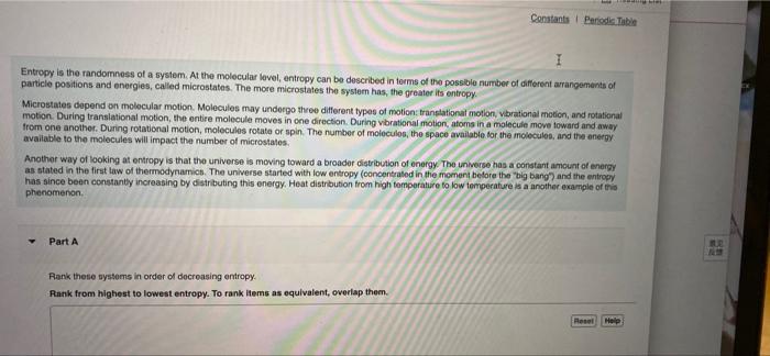 Constants Periodic Table Entropy is the randomness of | Chegg.com