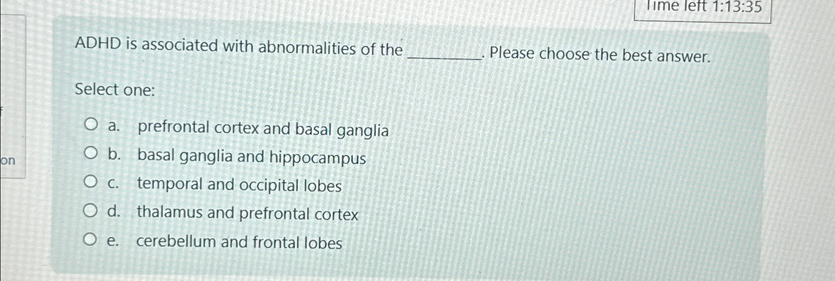 Solved IIme left 1:13:35ADHD is associated with | Chegg.com
