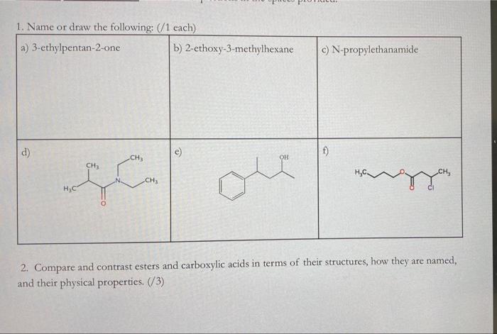 Solved 1. Name or draw the following: (/1 each) a) | Chegg.com