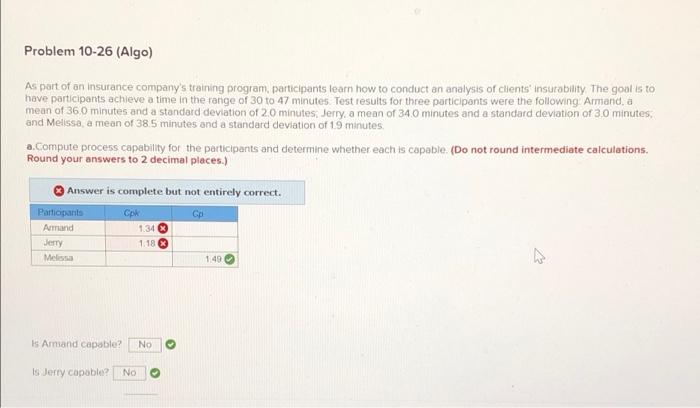 Solved Problem 10-26 (Algo) As part of an insurance | Chegg.com