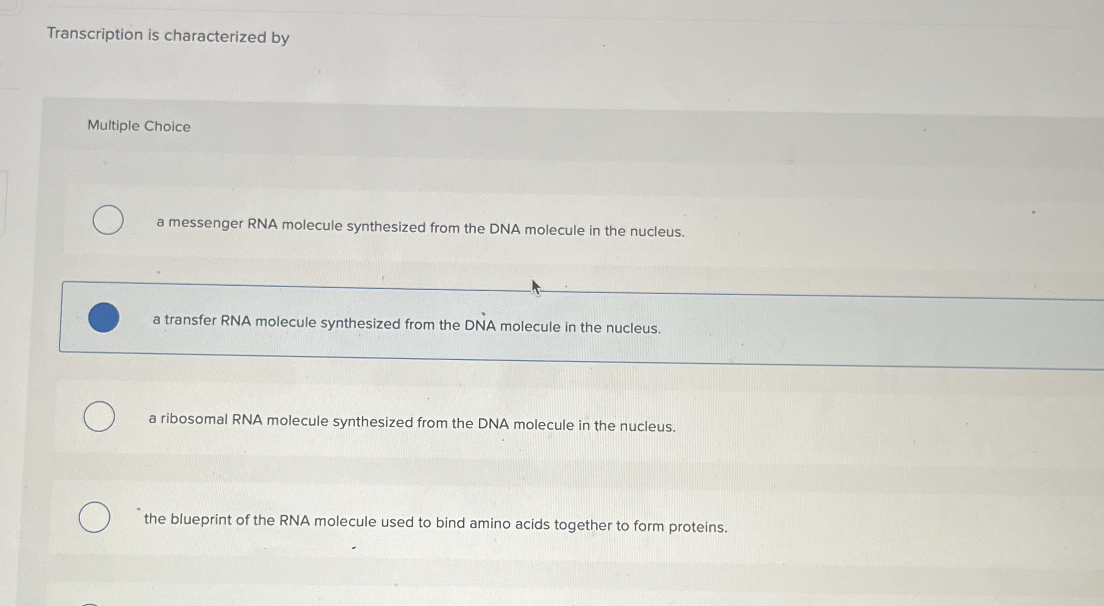 Solved Transcription is characterized byMultiple Choicea | Chegg.com
