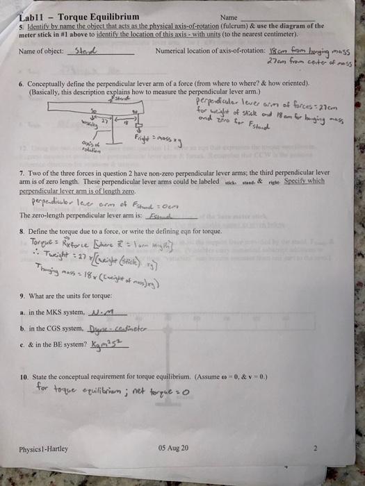 need help answer the first part of the physics lab. | Chegg.com
