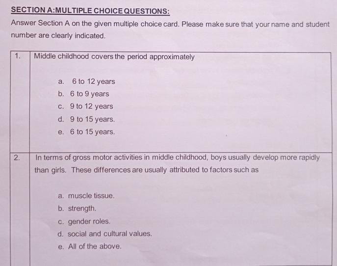 Solved SECTION A:MULTIPLE CHOICEQUESTIONS:Answer Section A | Chegg.com