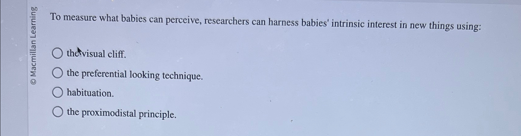 Solved thetvisual cliff.the preferential looking | Chegg.com