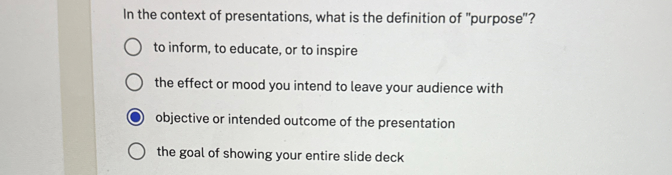 Solved In the context of presentations, what is the | Chegg.com