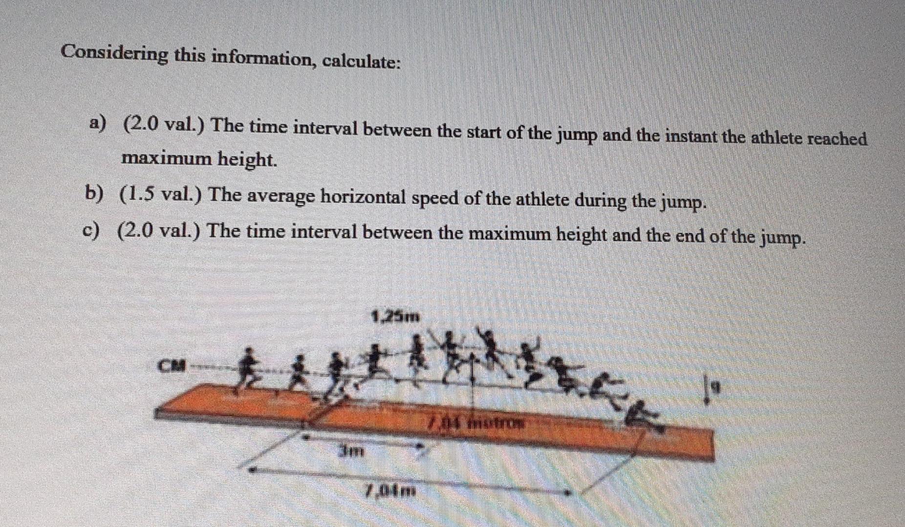 Solved 3. (5.5 val.) The long jump of an athlete is | Chegg.com
