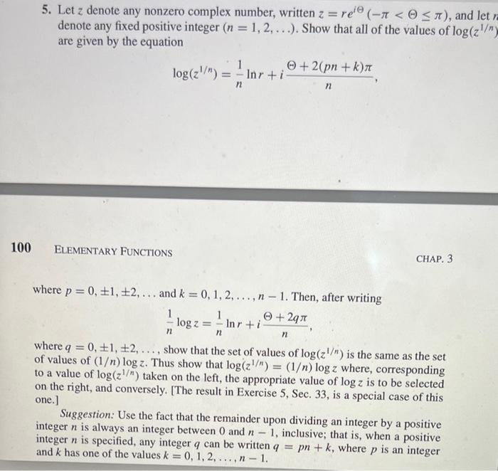 Solved 5. Let z denote any nonzero complex number, written | Chegg.com