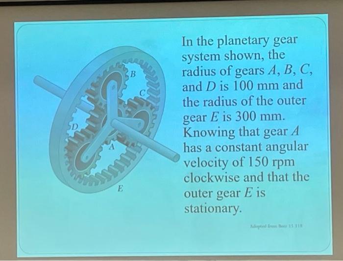 Solved In the planetary gear system shown, the radius of | Chegg.com