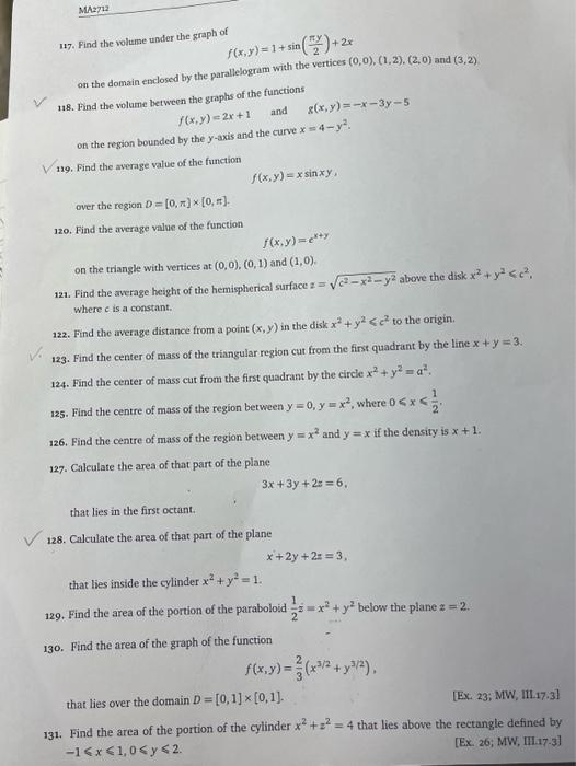 117. Find the volume under the graph of | Chegg.com