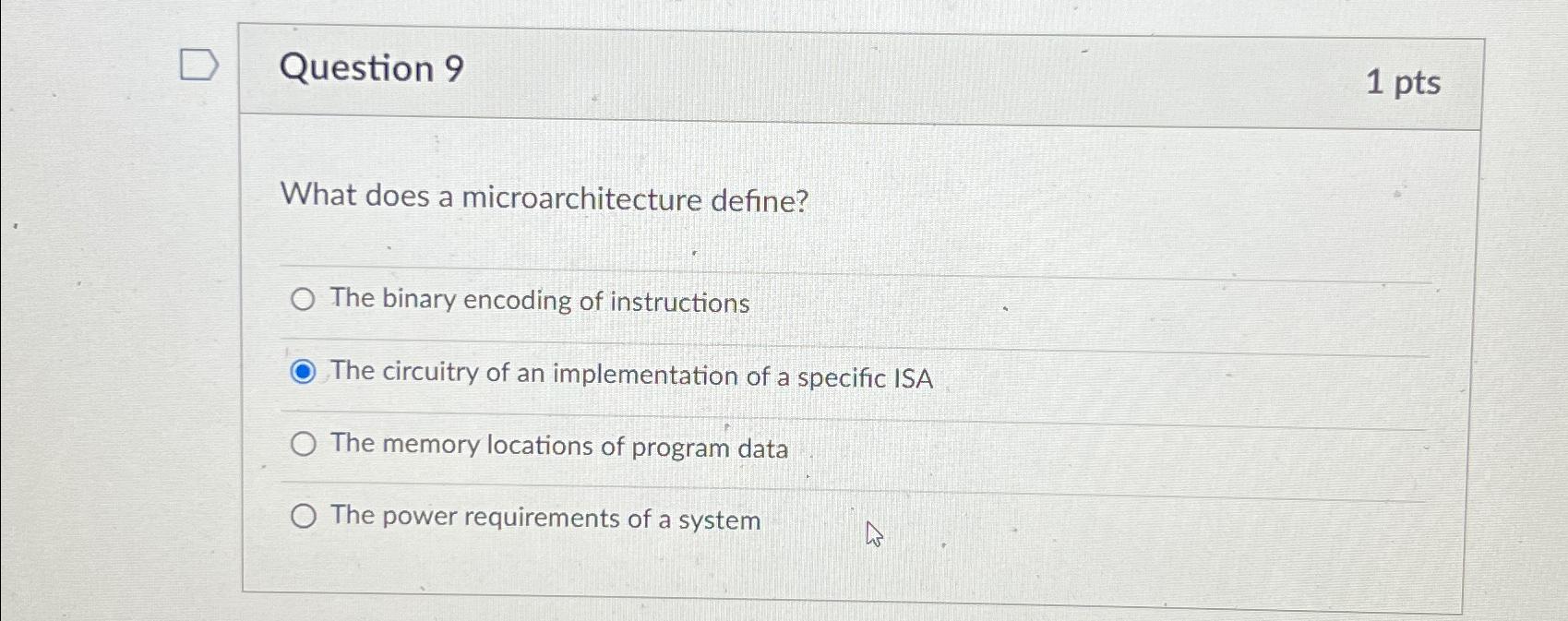 Solved Question 91 ﻿ptsWhat does a microarchitecture | Chegg.com