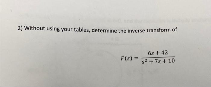 Solved 2) Without using your tables, determine the inverse | Chegg.com