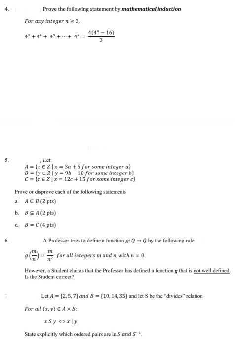 Solved Prove the following statement by mathematical | Chegg.com