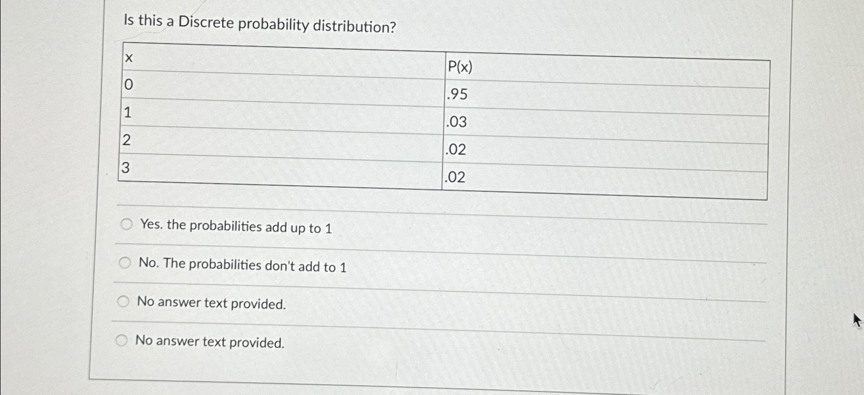Solved Is this a Discrete probability | Chegg.com