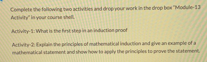 Solved Complete the following two activities and drop your | Chegg.com