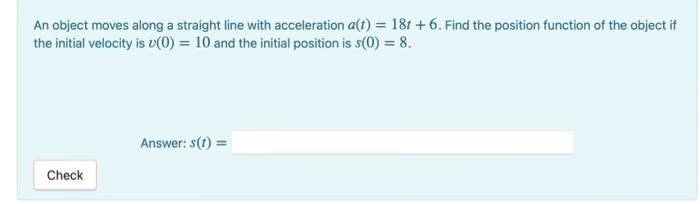 Solved An Object Moves Along A Straight Line With